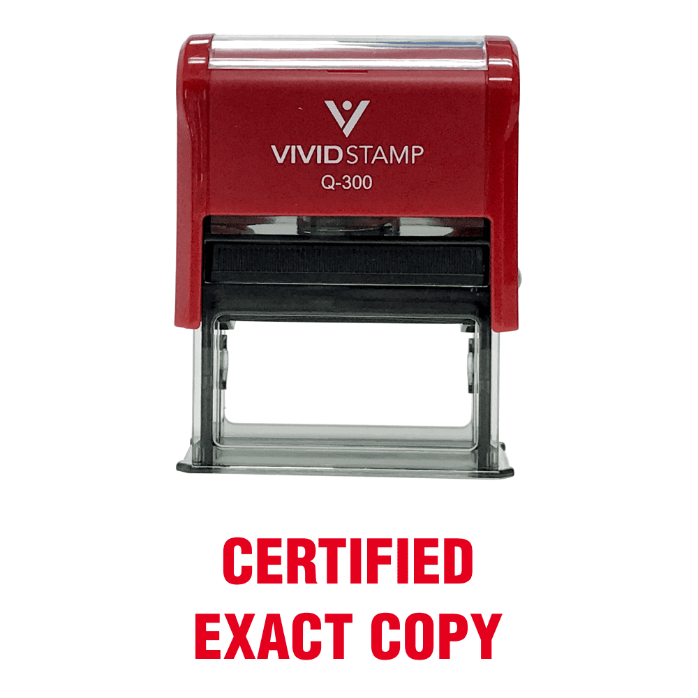 Vivid Stamp CERTIFIED EXACT COPY Self Inking Rubber Stamp (Red Ink ...