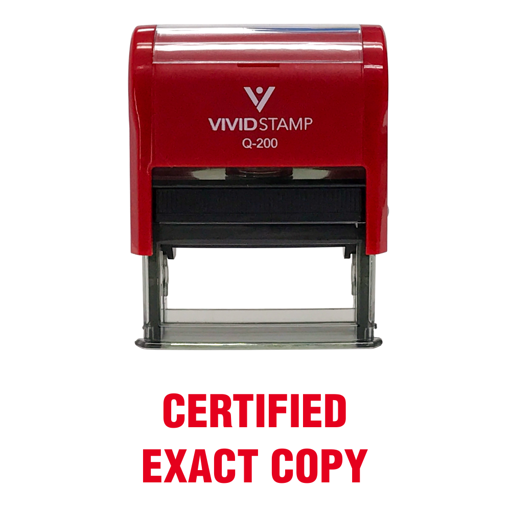 Vivid Stamp CERTIFIED EXACT COPY Self Inking Rubber Stamp (Red Ink ...