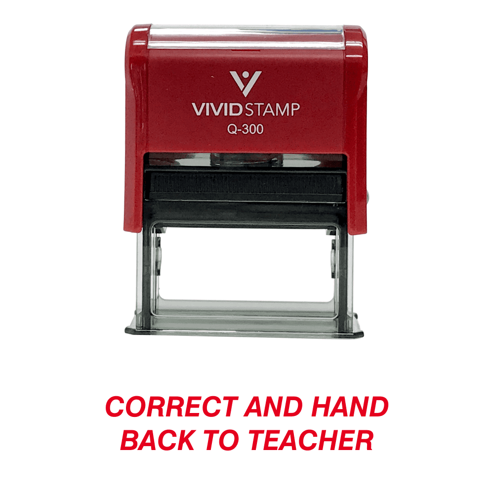 Vivid Stamp CORRECT AND HAND BACK TO TEACHER Self Inking Rubber Stamp ...