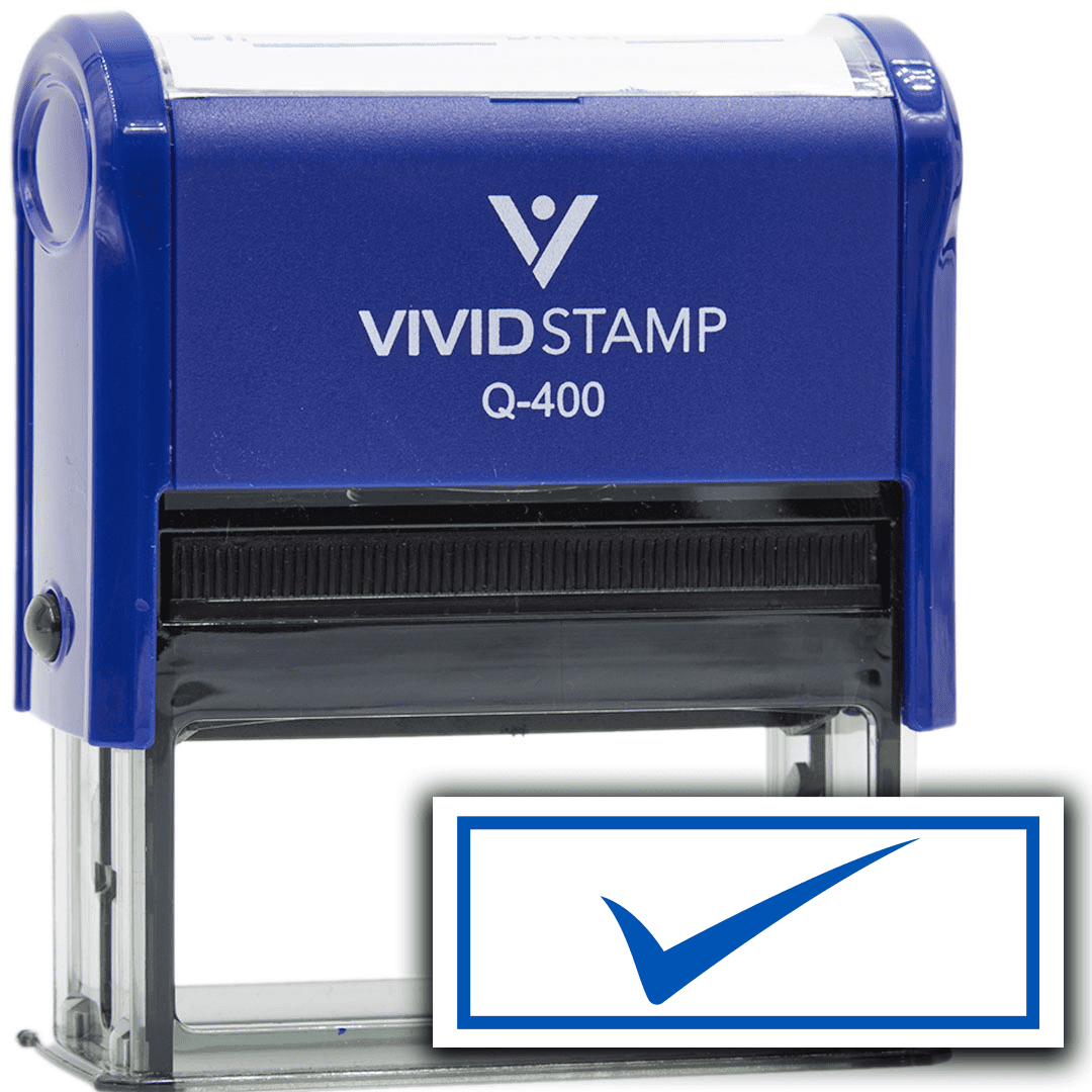 Vivid Stamp Check Self Inking Rubber Stamp (Blue Ink) - Q-400 - Walmart.com