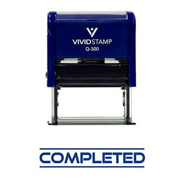 Completed With By Date Line (Rosette) Self Inking Rubber Stamp (Blue ...