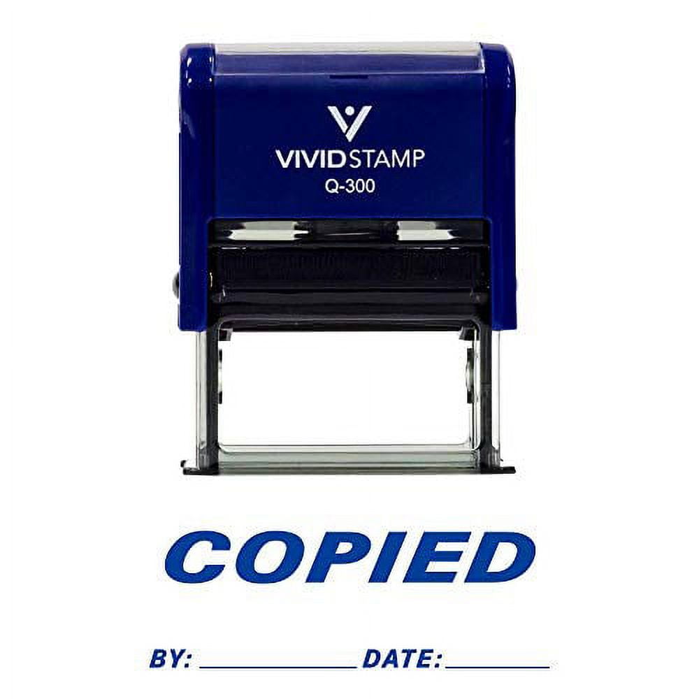 Vivid Stamp Copied By Date Self Inking Rubber Stamp (Blue Ink) Large ...