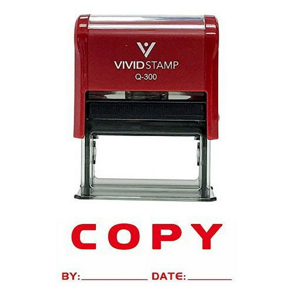 Vivid Stamp Copy By Date Self Inking Rubber Stamp (Red Ink) Large ...