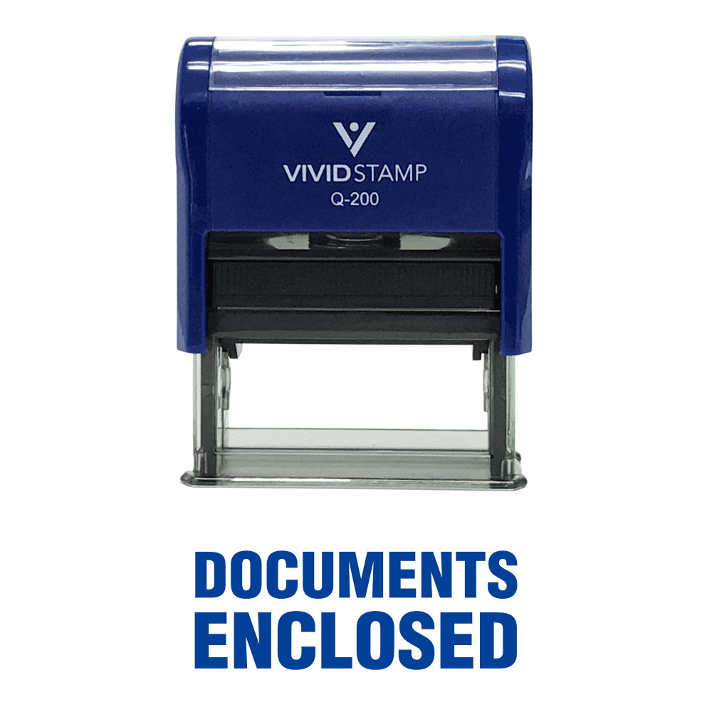 Vivid Stamp Documents Enclosed Self Inking Rubber Stamp (Blue Ink ...