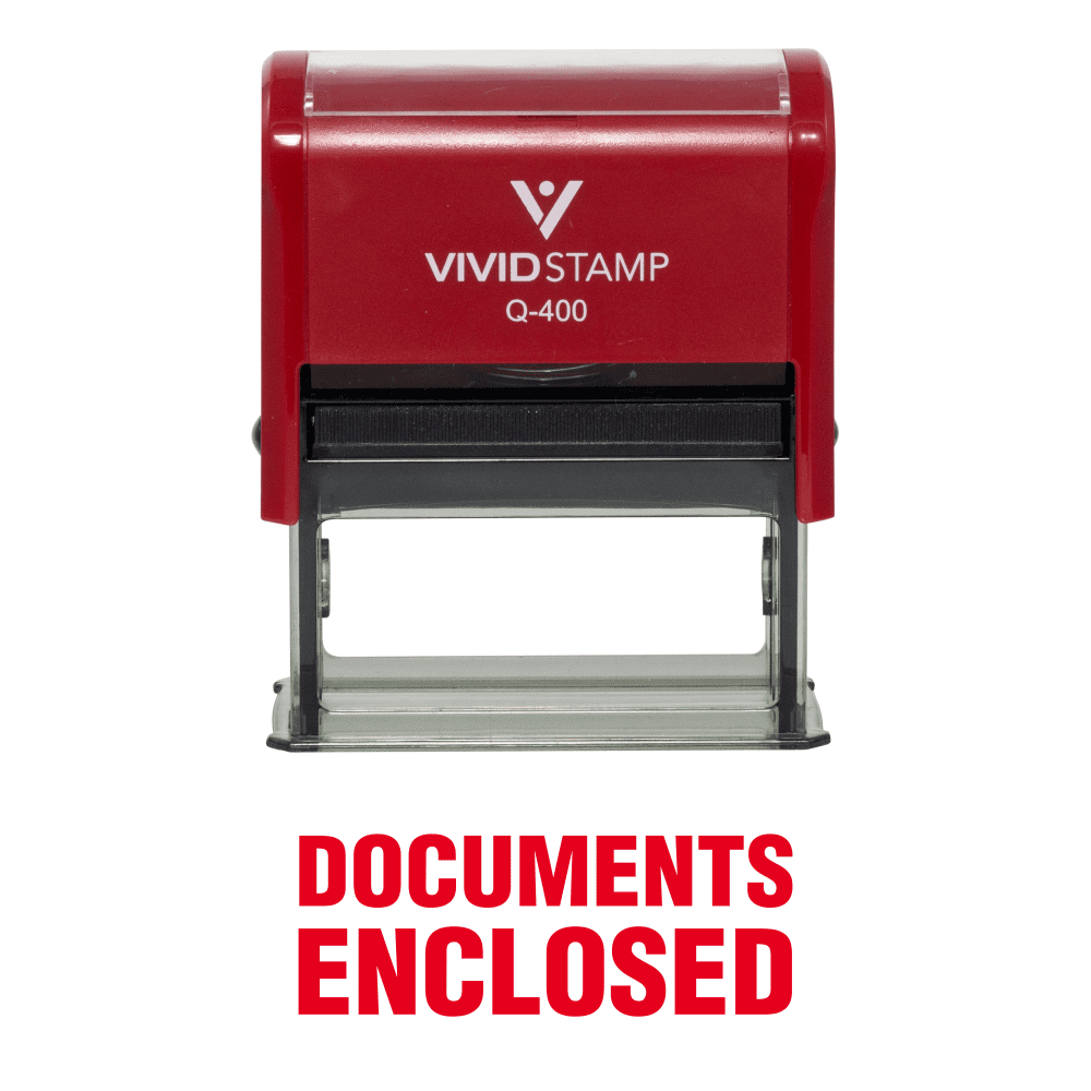 Vivid Stamp Documents Enclosed Self Inking Rubber Stamp (Red Ink) - X ...