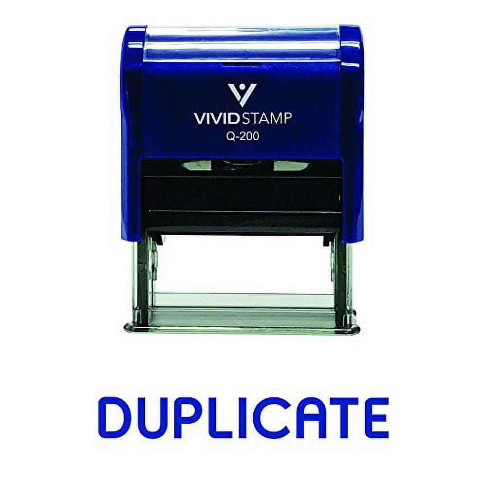 Vivid Stamp Duplicate Self-Inking Office Rubber Stamp (Blue) - Medium ...