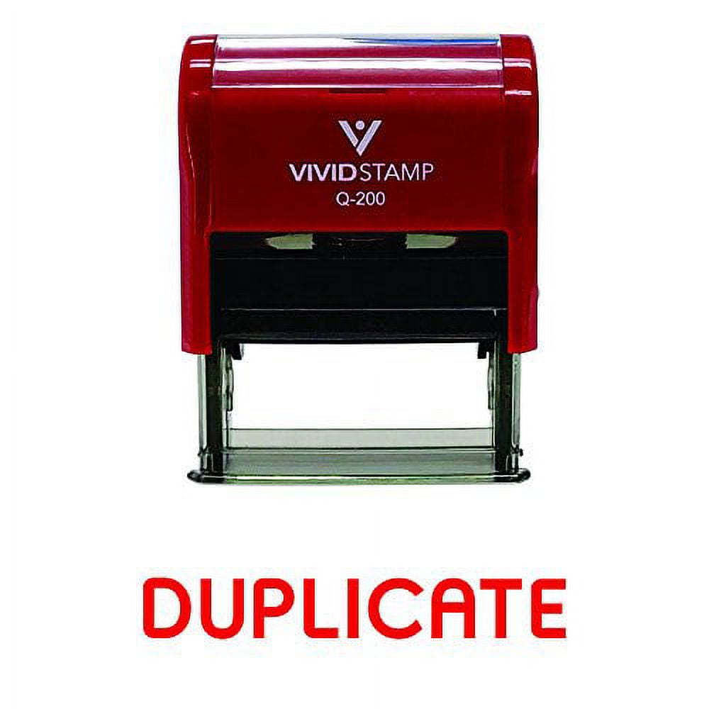 Vivid Stamp Duplicate Self-Inking Office Rubber Stamp (Red) - Medium ...
