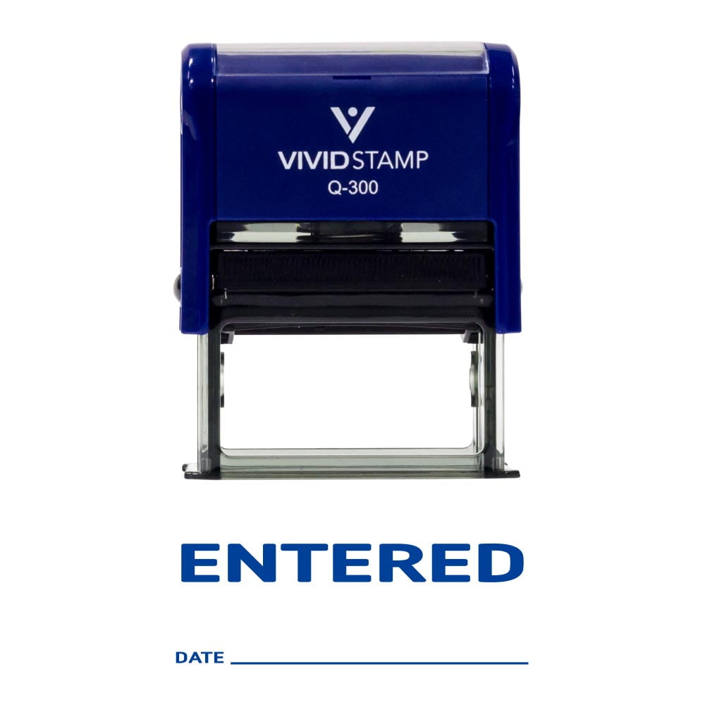 Vivid Stamp ENTERED with Date Line Self Inking Rubber Stamp (Blue Ink ...