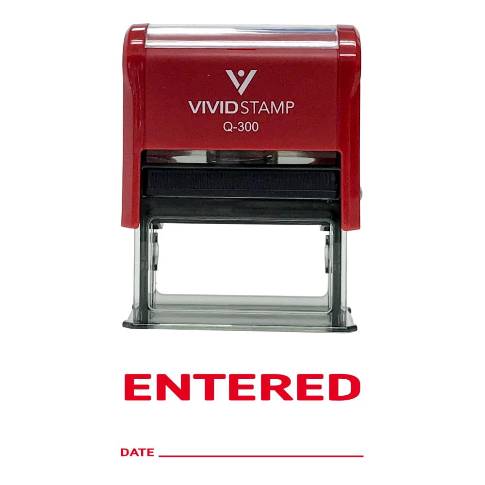 Vivid Stamp ENTERED with Date Line Self Inking Rubber Stamp (Red Ink ...
