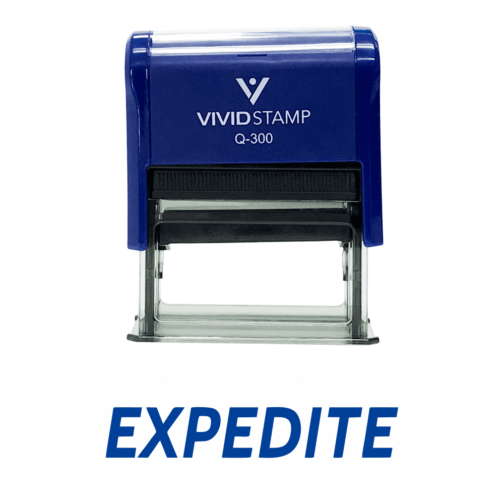 Vivid Stamp EXPEDITE Self Inking Rubber Stamp (Blue Ink) - Large ...