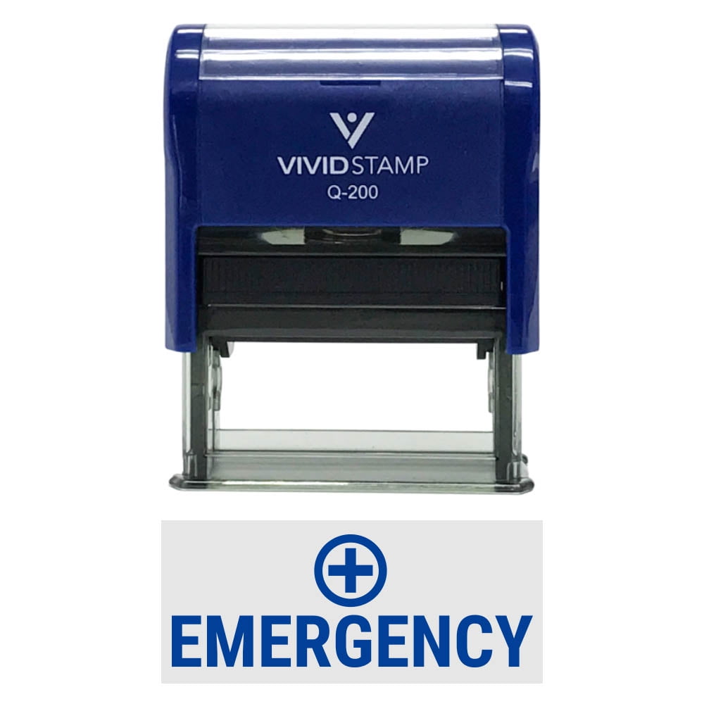 Vivid Stamp Emergency Medical Self-Inking Rubber Stamps (Blue Ink) - Q ...