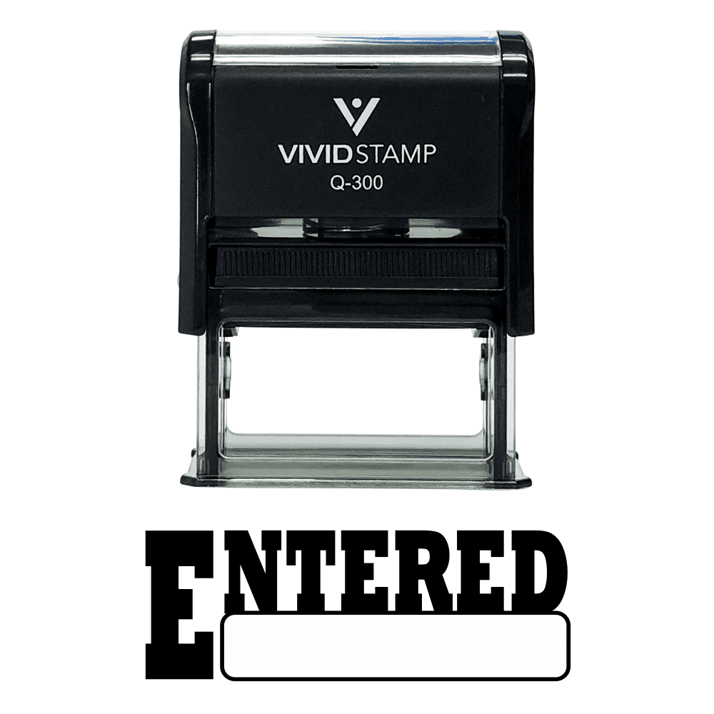 Vivid Stamp Entered Office Self-Inking Office Rubber Stamp (Black ...