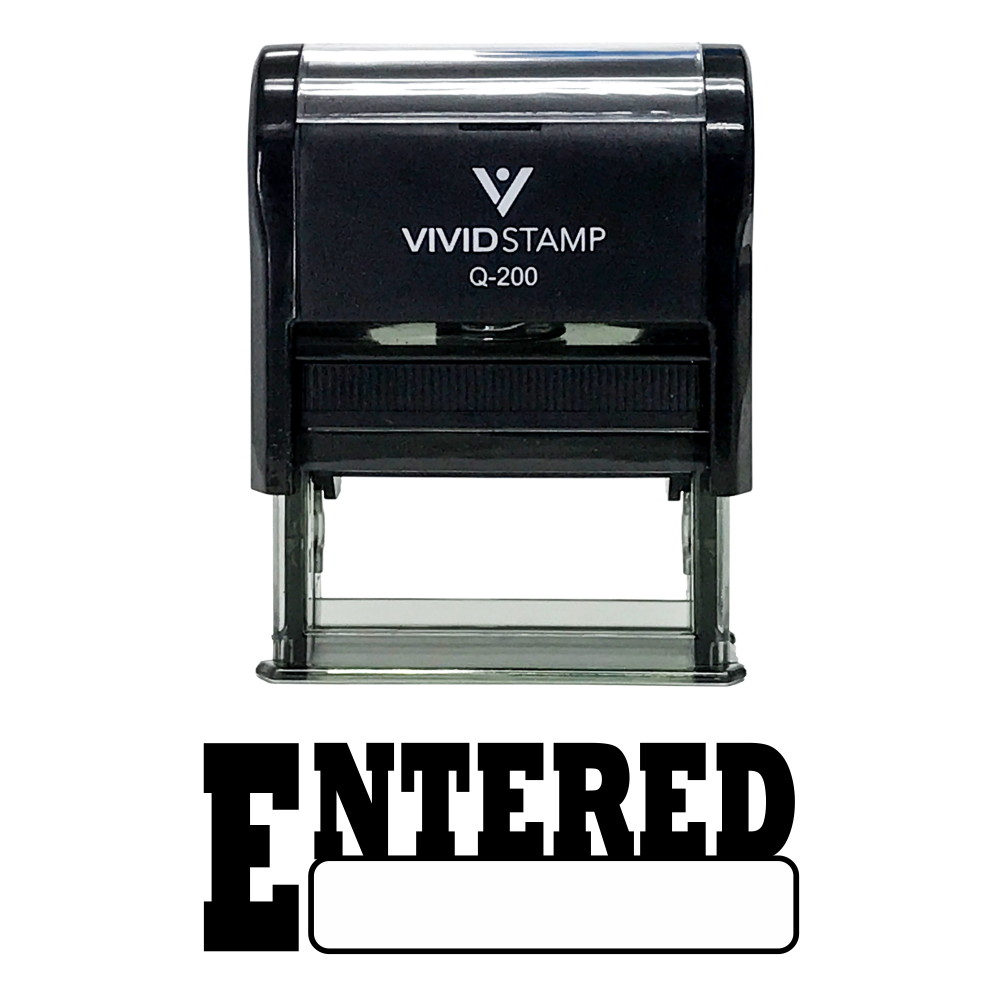 Vivid Stamp Entered Office Self-Inking Office Rubber Stamp (Black ...