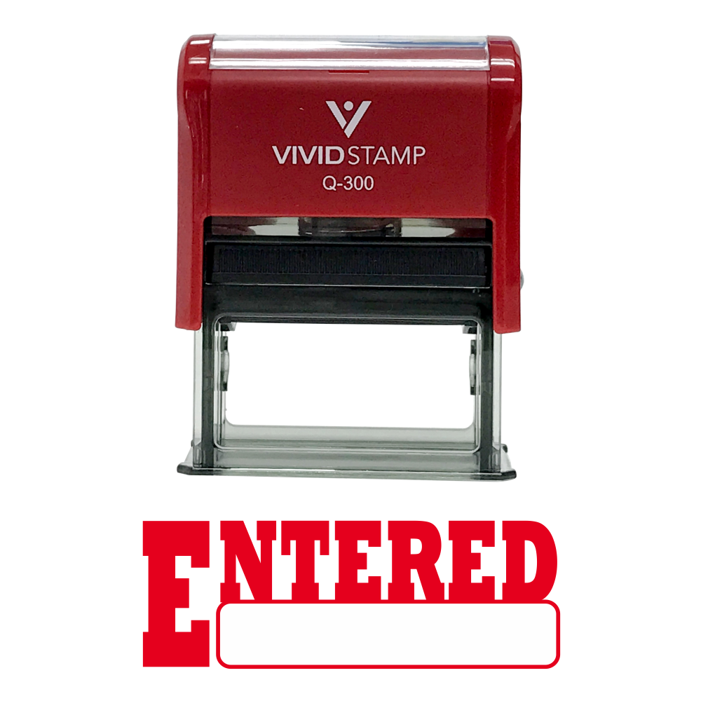 Vivid Stamp Entered Office Self-Inking Office Rubber Stamp (Red ...