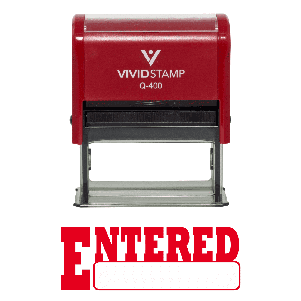 Vivid Stamp Entered Office Self-Inking Office Rubber Stamp (Red) - X ...