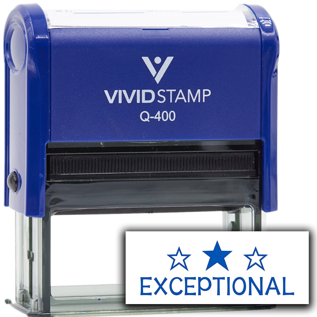 Vivid Stamp Exceptional Self Inking Rubber Stamp (Blue Ink) - Q-400 ...
