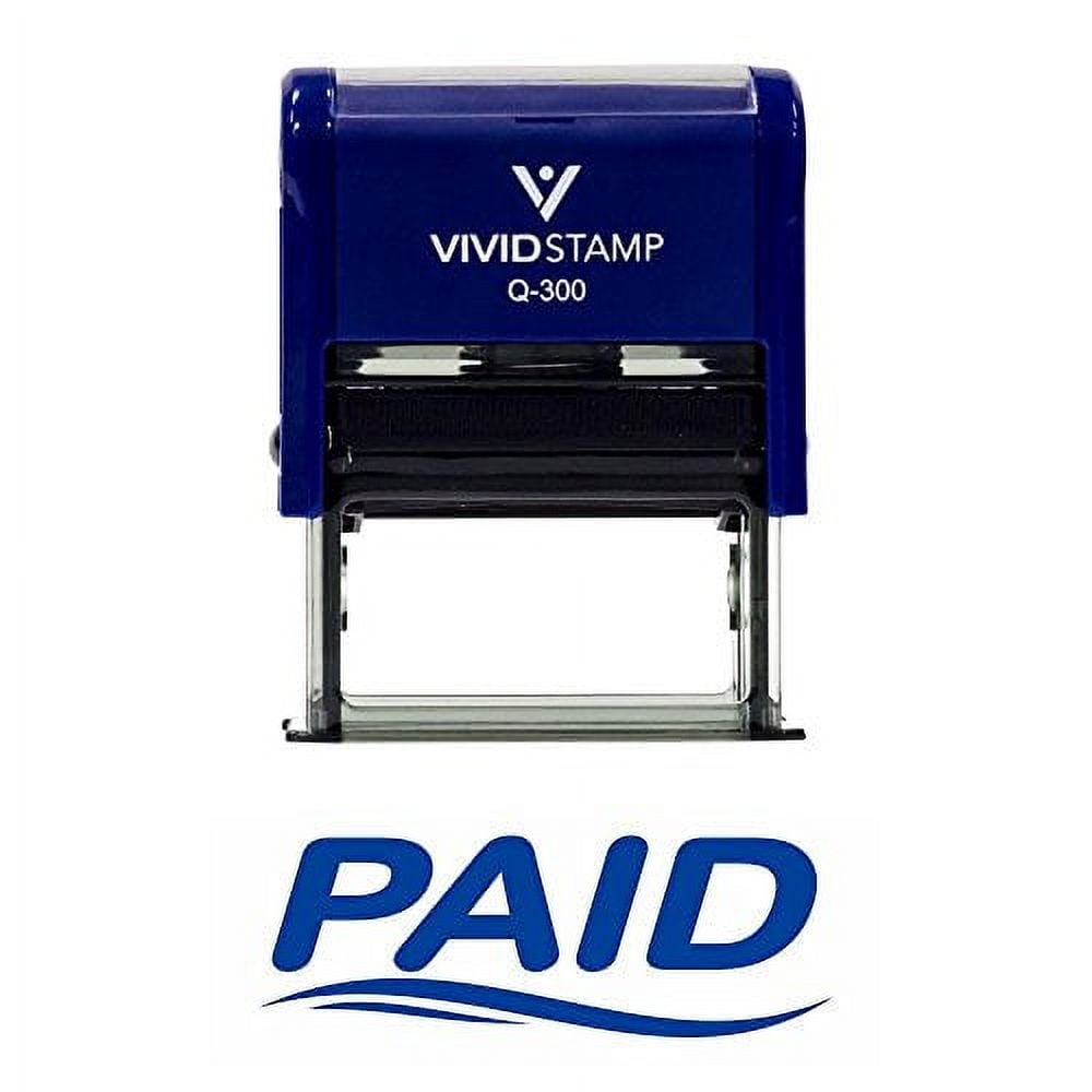 Vivid Stamp Fancy Paid Self Inking Rubber Stamp (Blue Ink) Large ...