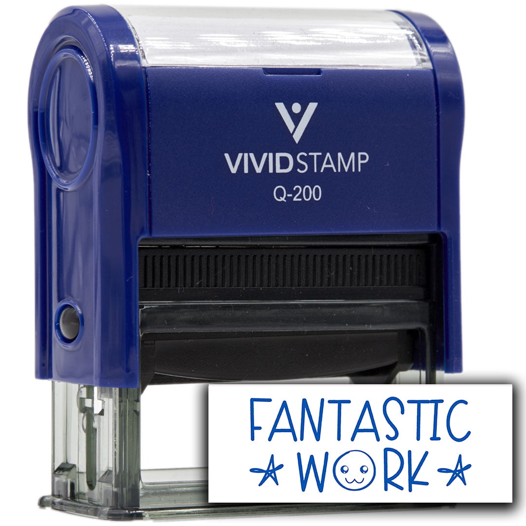 Vivid Stamp Fantastic Work Self Inking Rubber Stamp (Blue Ink) - Q-200 ...