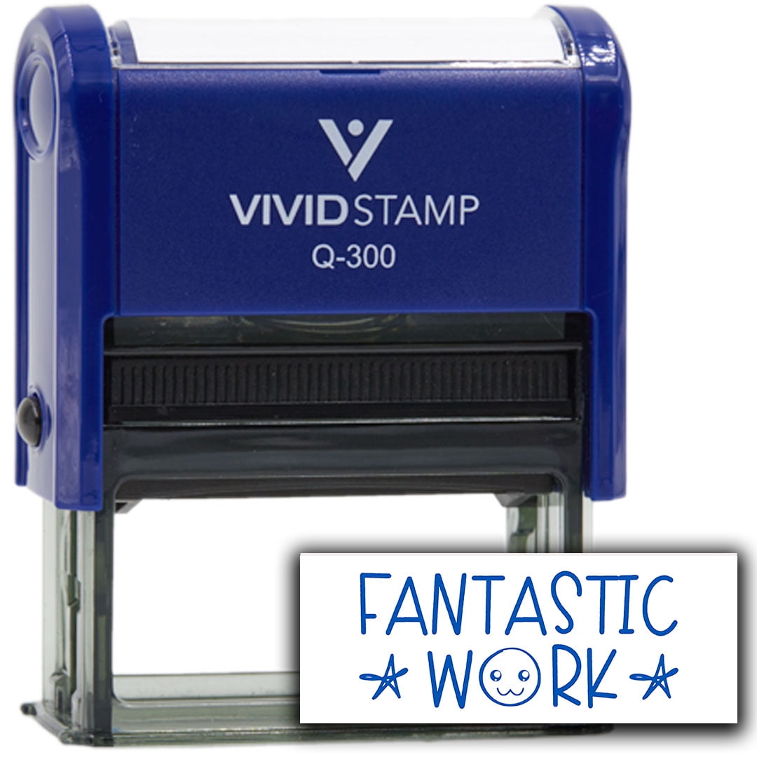 Vivid Stamp Fantastic Work Self Inking Rubber Stamp (Blue Ink) - Q-300 ...