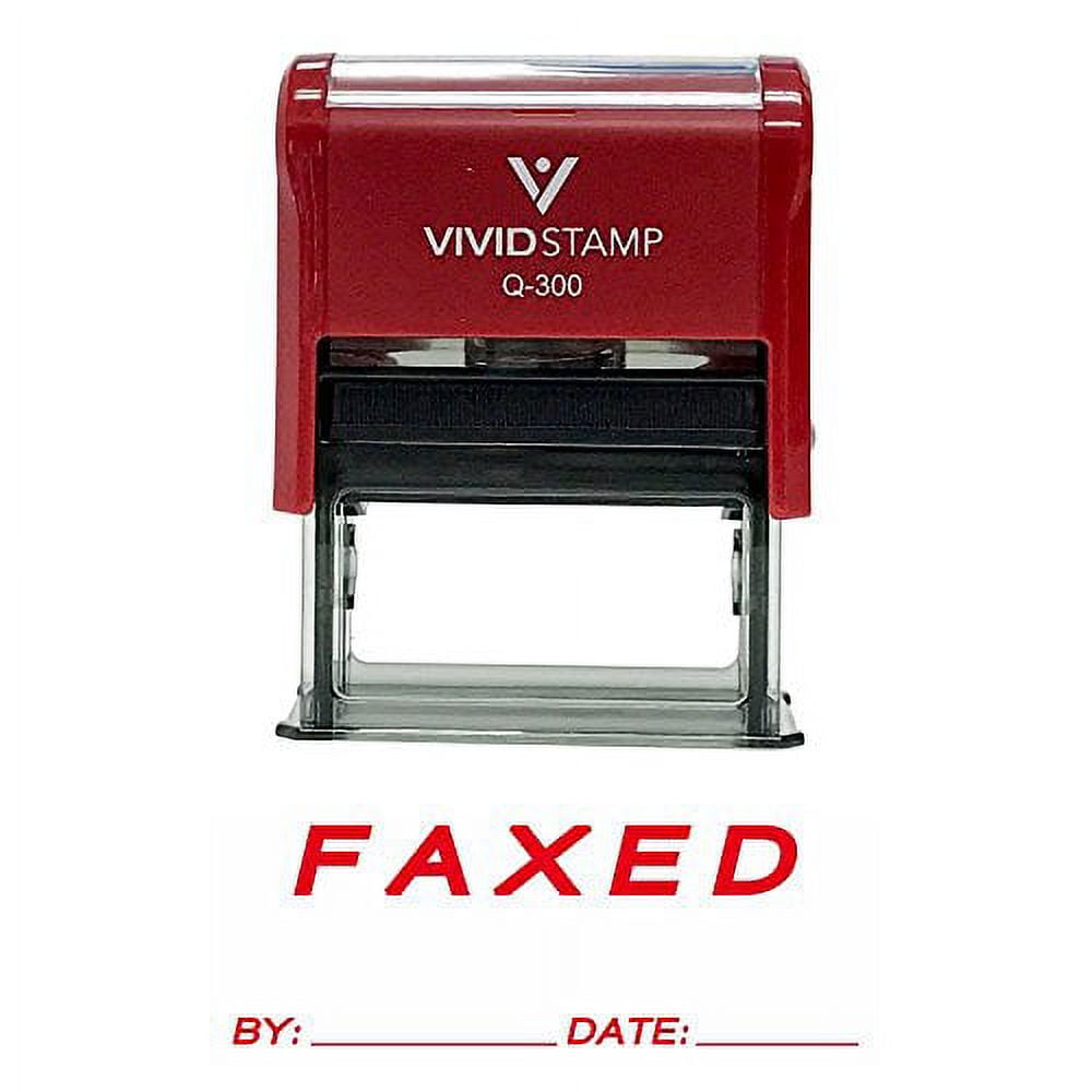 Vivid Stamp Faxed By Date Self Inking Rubber Stamp (Red Ink) Large ...