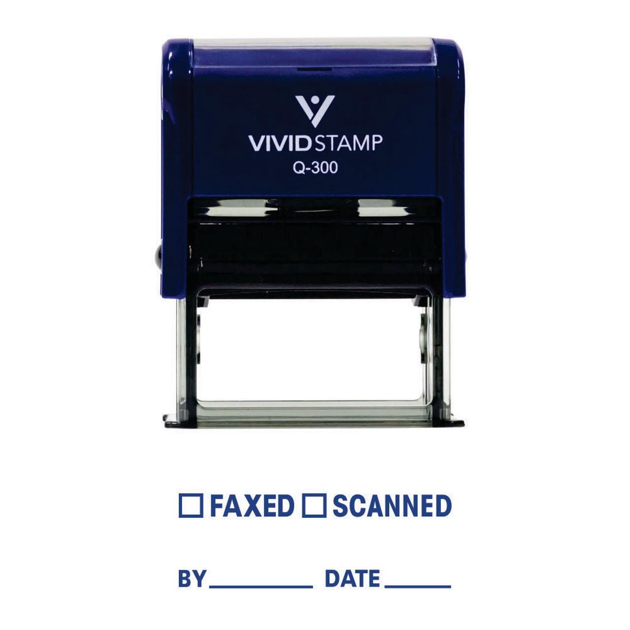Vivid Stamp Faxed Scanned By Date Self Inking Rubber Stamp (Blue Ink ...