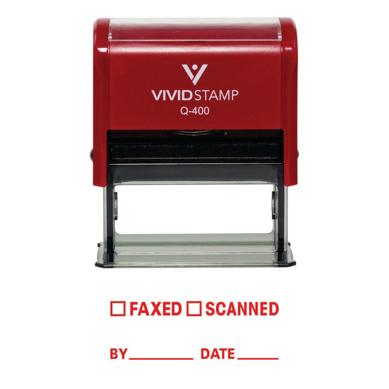 Vivid Stamp Faxed Scanned By Date Self Inking Rubber Stamp (Red Ink ...