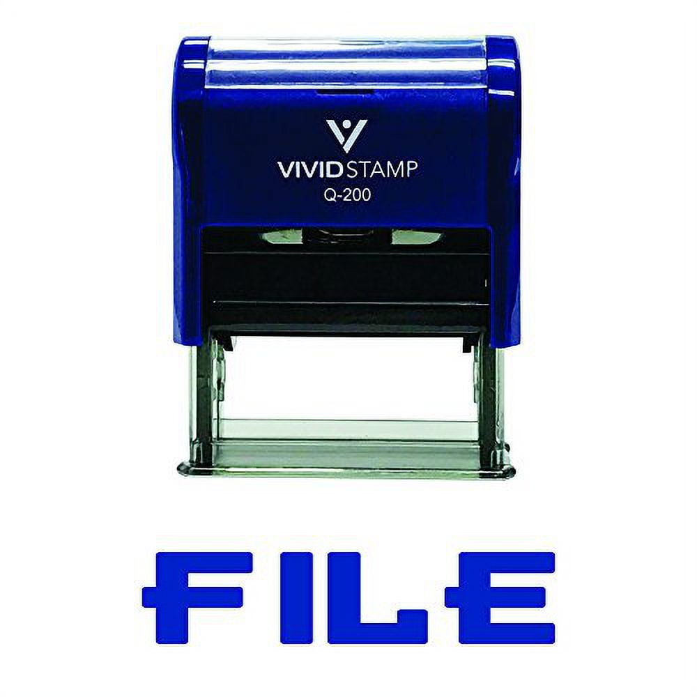 Vivid Stamp File Self-Inking Office Rubber Stamp (Blue) - Large ...