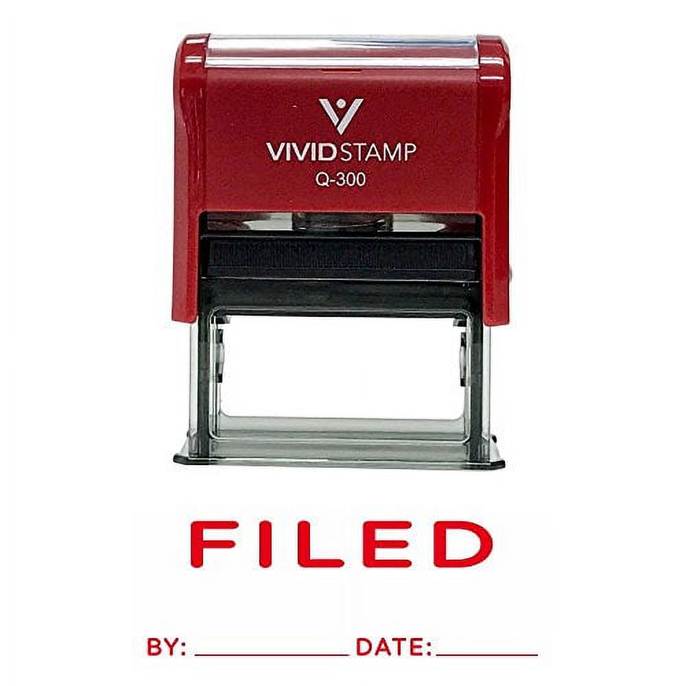 Vivid Stamp Filed By Date Self Inking Rubber Stamp (Red Ink) Large ...