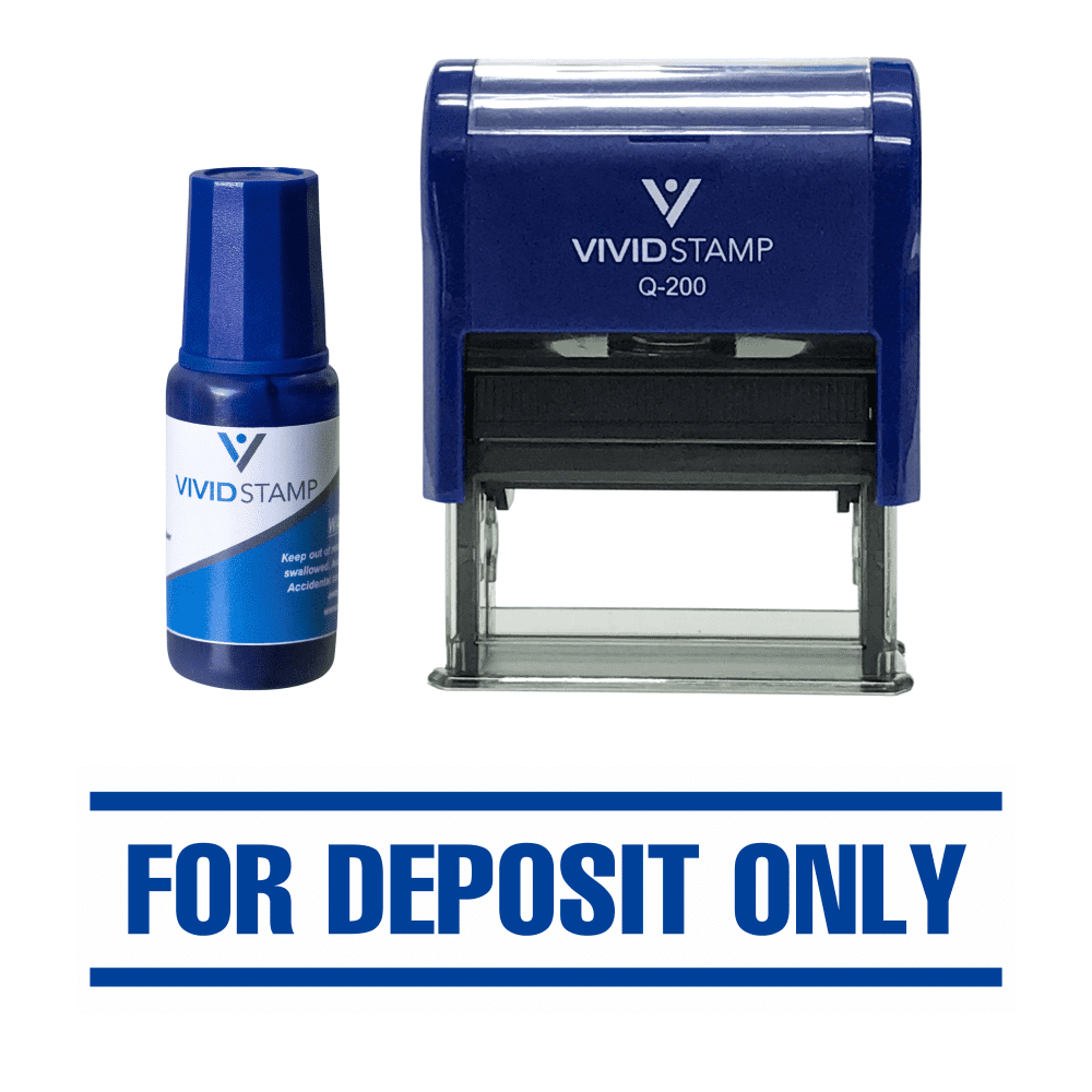 Vivid Stamp For Deposit Only Self Inking Rubber Stamp Combo with Refill ...