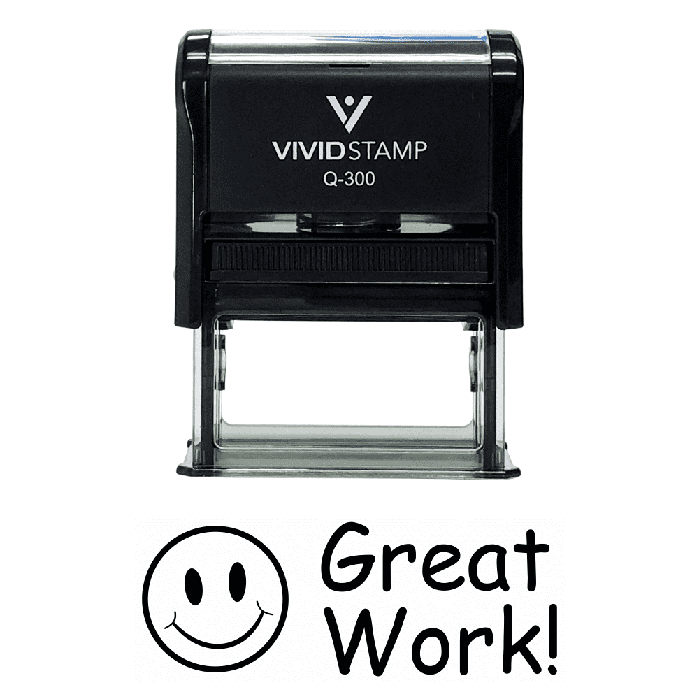 Vivid Stamp GREAT WORK Teacher Self Inking Rubber Stamp (Black Ink ...