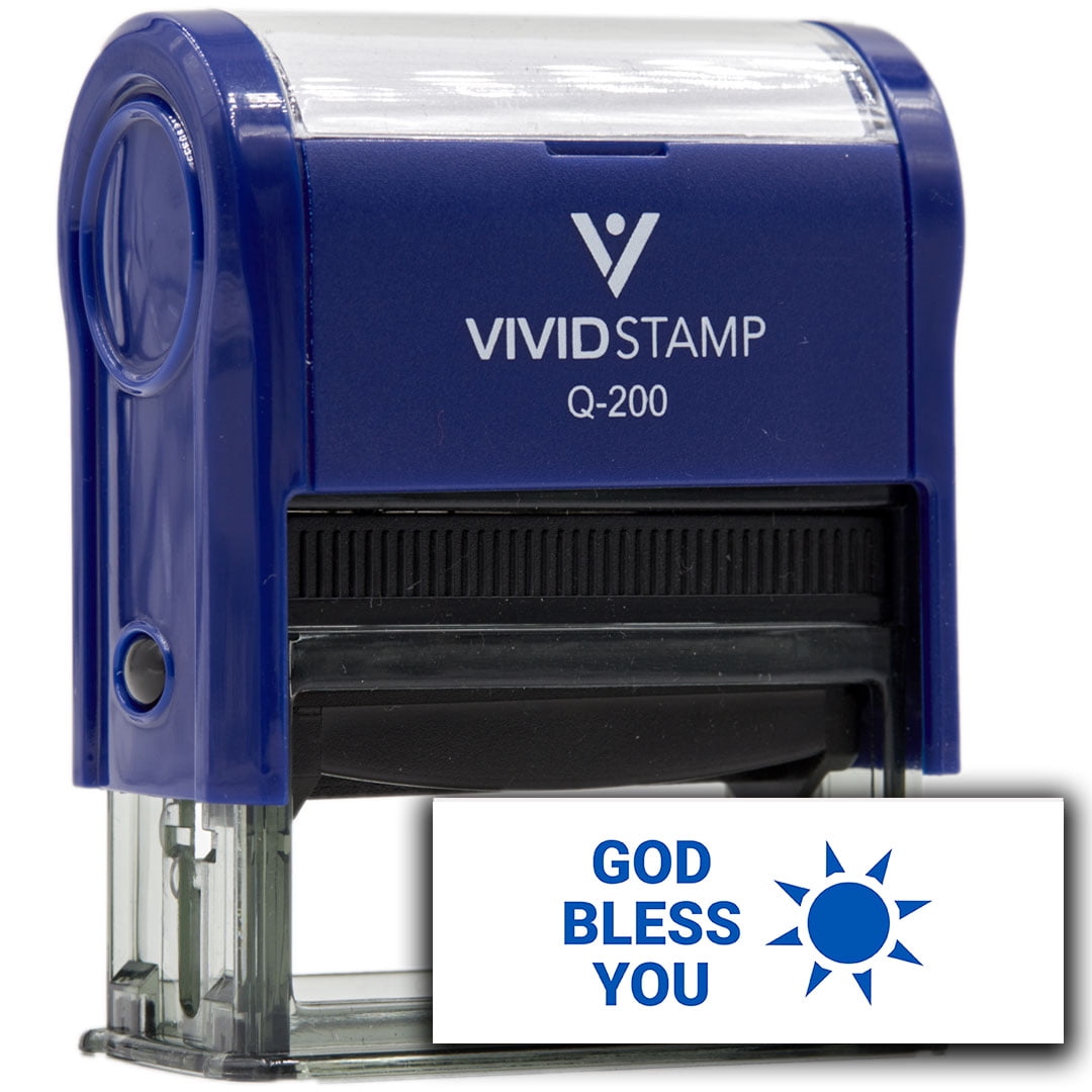 Vivid Stamp God Bless You Self Inking Rubber Stamp (Blue Ink) - Q-200 ...