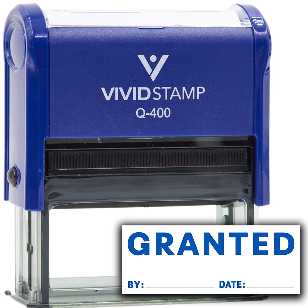 Vivid Stamp Granted By Date Self Inking Rubber Stamp (Blue Ink) - Q-400 ...