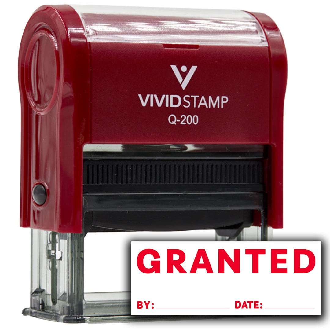 Vivid Stamp Granted By Date Self Inking Rubber Stamp (Red Ink) - Q-200 ...