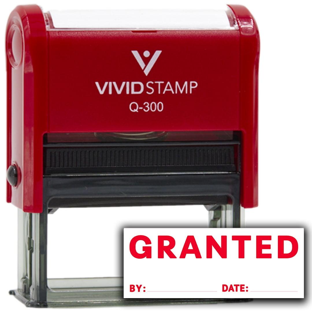 Vivid Stamp Granted By Date Self Inking Rubber Stamp (Red Ink) - Q-300 ...
