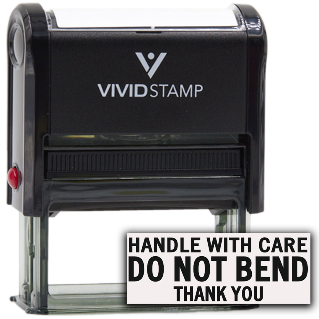 Vivid Stamp Handle With Care DO NOT BEND Self Inking Rubber Stamp ...