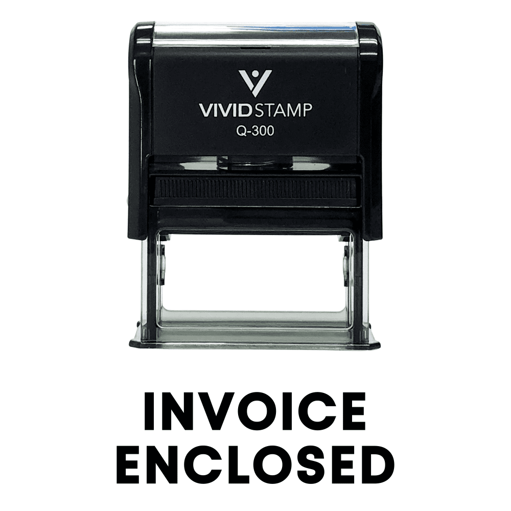 Vivid Stamp INVOICE ENCLOSED Self Inking Rubber Stamp (Black Ink ...
