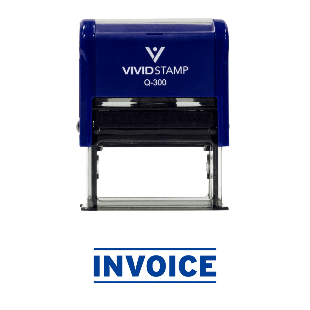 Vivid Stamp INVOICE Self Inking Rubber Stamp (Blue Ink) - Large ...