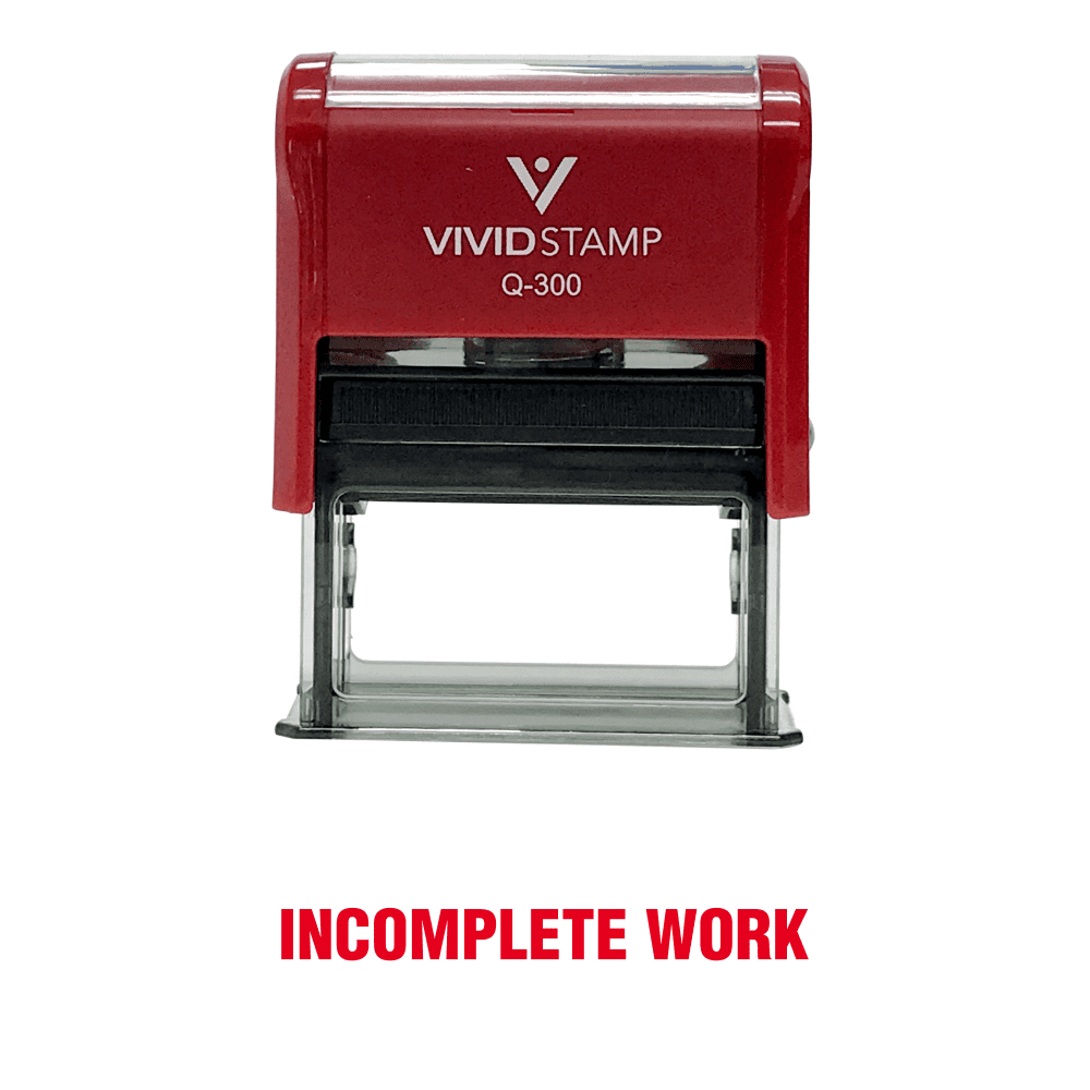 Vivid Stamp Incomplete Work Teacher Self Inking Rubber Stamp (Red Ink ...