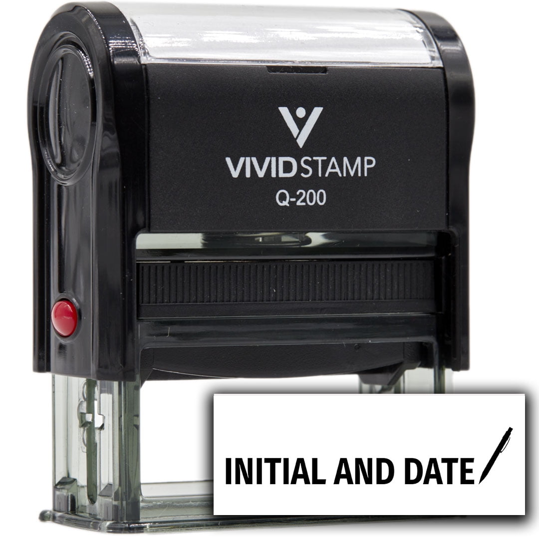 Vivid Stamp Initial and Date (Pen Pointing Down) Self Inking Rubber ...