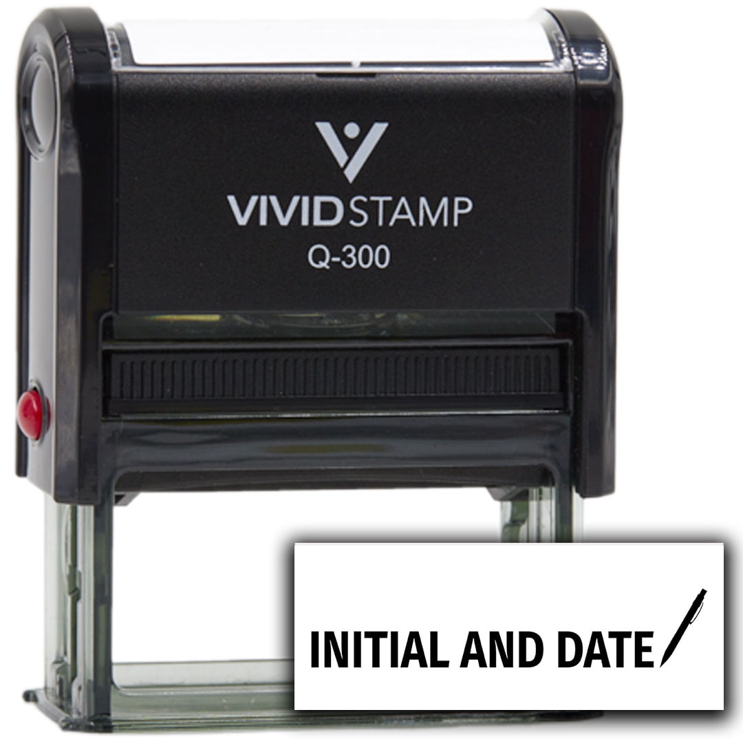 Vivid Stamp Initial and Date (Pen Pointing Down) Self Inking Rubber ...