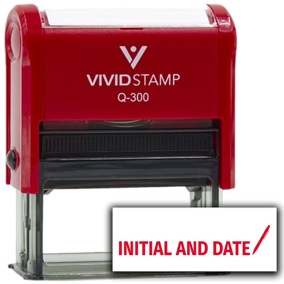 Vivid Stamp Initial and Date (Pen Pointing Down) Self Inking Rubber ...