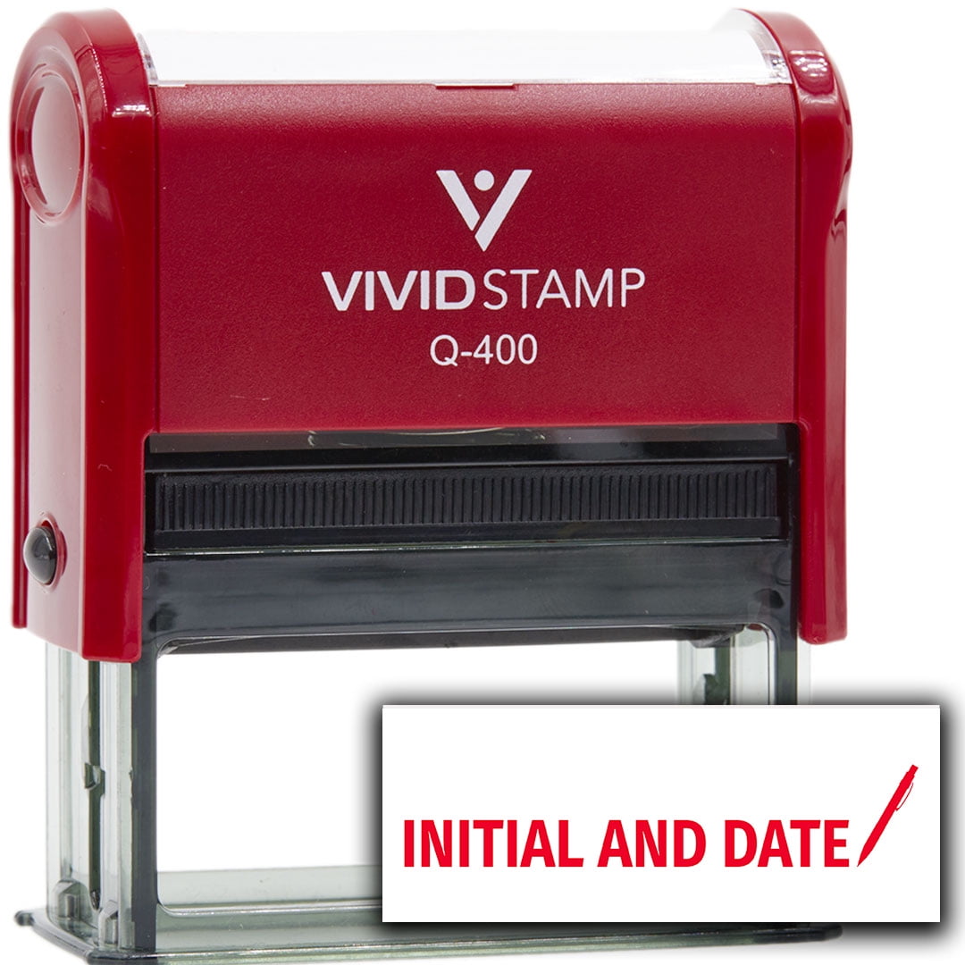 Vivid Stamp Initial and Date (Pen Pointing Down) Self Inking Rubber ...