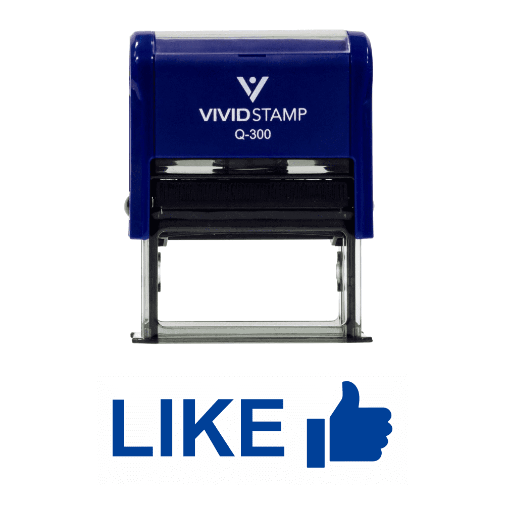 Vivid Stamp LIKE (Thumbs Up) Self Inking Rubber Stamp (Blue Ink ...