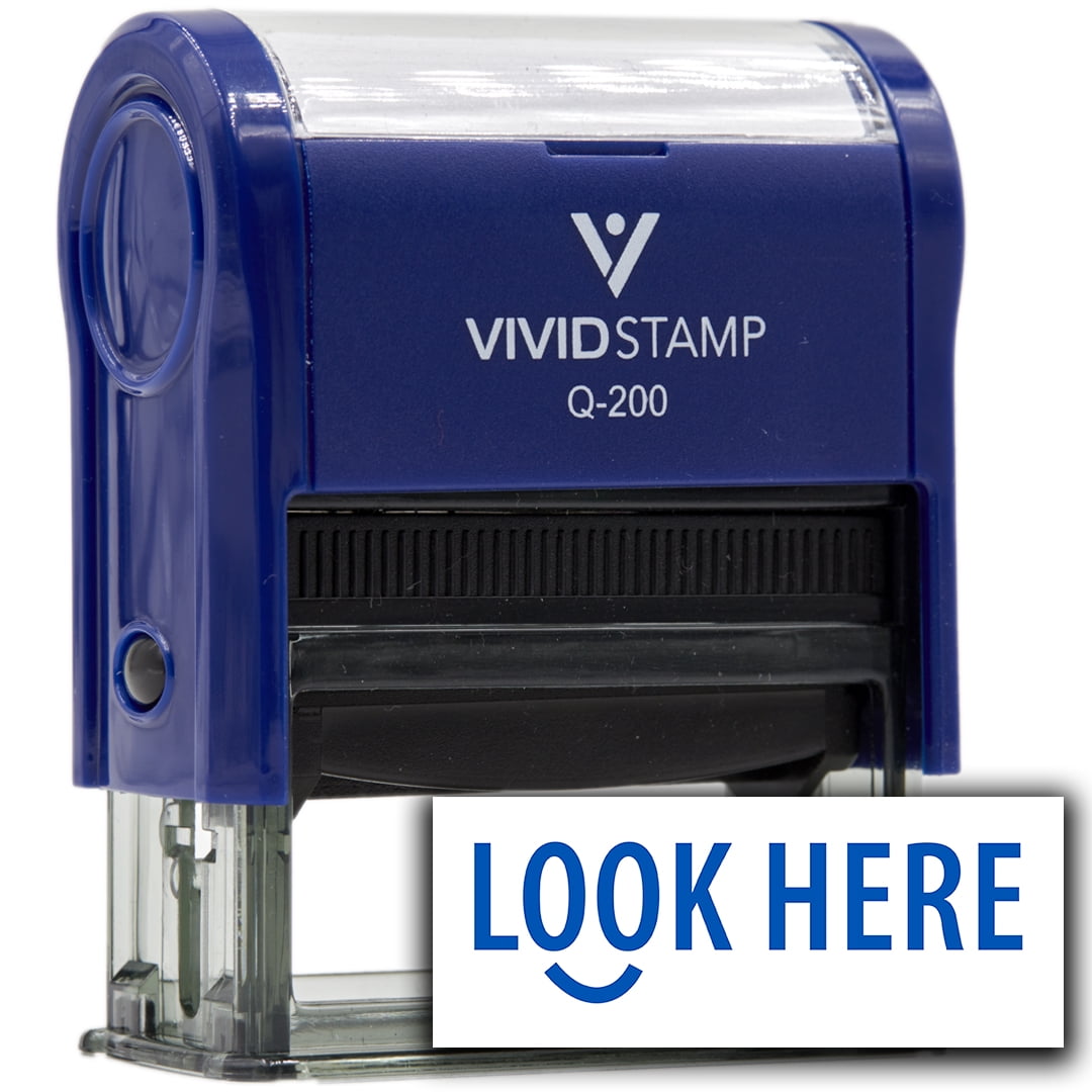 Vivid Stamp Look Here Self Inking Rubber Stamp (Blue Ink) - Q-200 ...