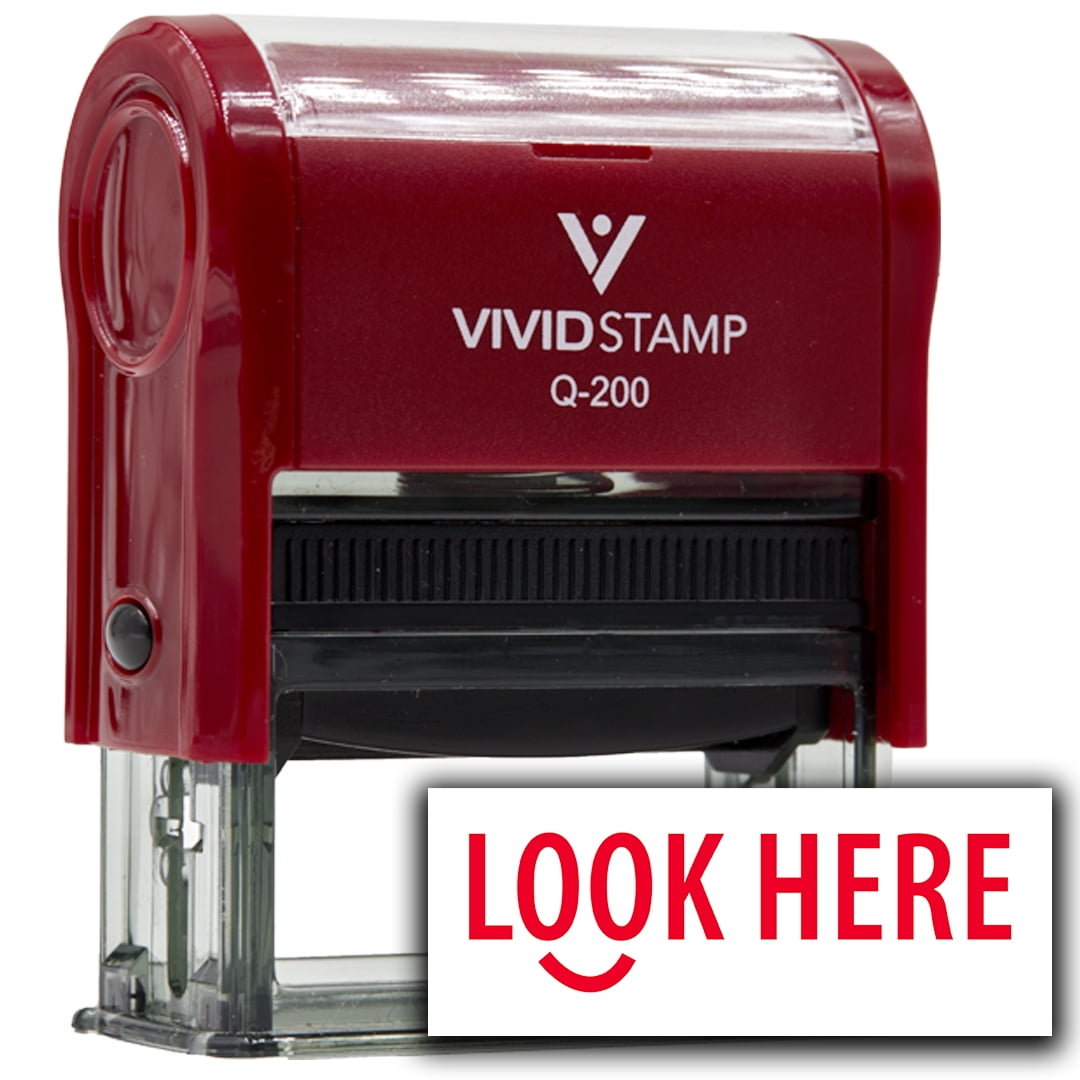 Vivid Stamp Look Here Self Inking Rubber Stamp (Red Ink) - Q-200 ...