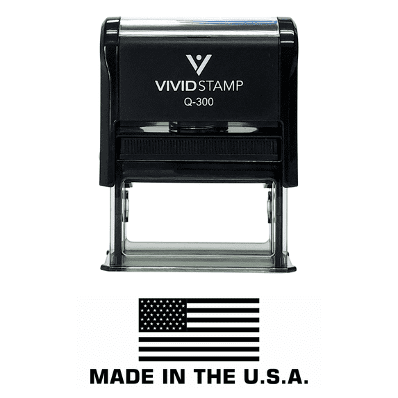 Vivid Stamp MADE IN THE USA (FLAG) Self Inking Rubber Stamp (Black Ink ...