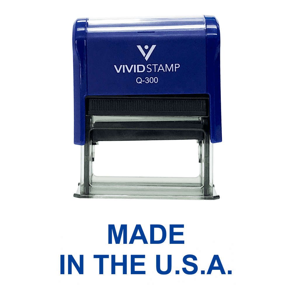 Vivid Stamp Made In The U.S.A. Self Inking Rubber Stamp (Blue Ink ...