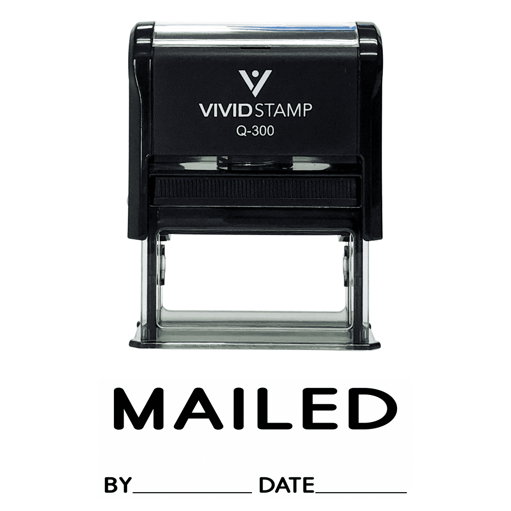 Vivid Stamp Mailed With By Date Line Self Inking Rubber Stamp (Black Ink) - Medium - Walmart.com