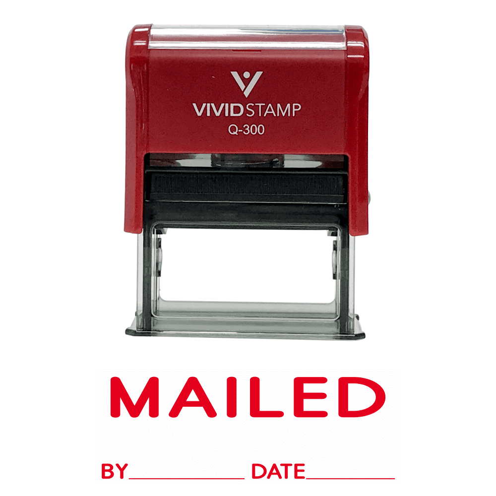 Vivid Stamp Mailed With By Date Line Self Inking Rubber Stamp (Blue Ink ...