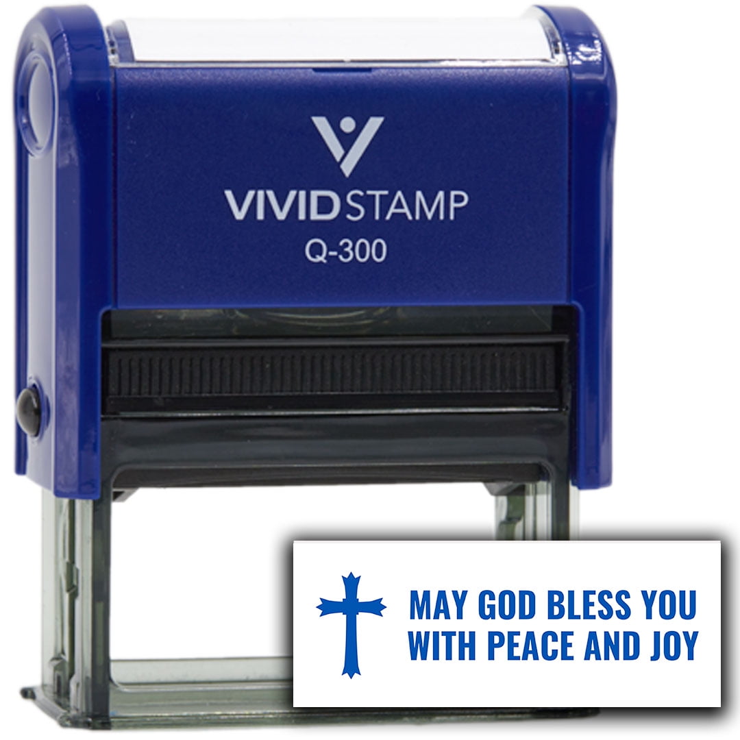 Vivid Stamp May God Bless You With Peace and Joy Self Inking Rubber ...